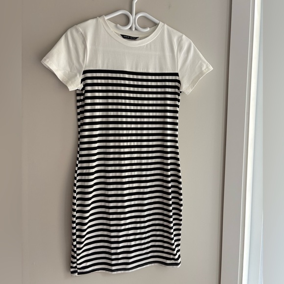 Dresses | Black And Marine Blue Striped Tshirt Dress | Poshmark